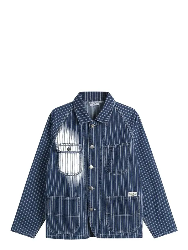 SERVICE WORKS Pinstripe Denim Coverall Jacket - Indigo