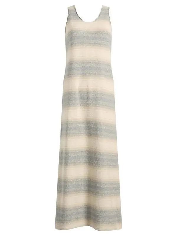 Auralee Gradient Stripe Knit Maxi Dress - Blue/beige Stripe