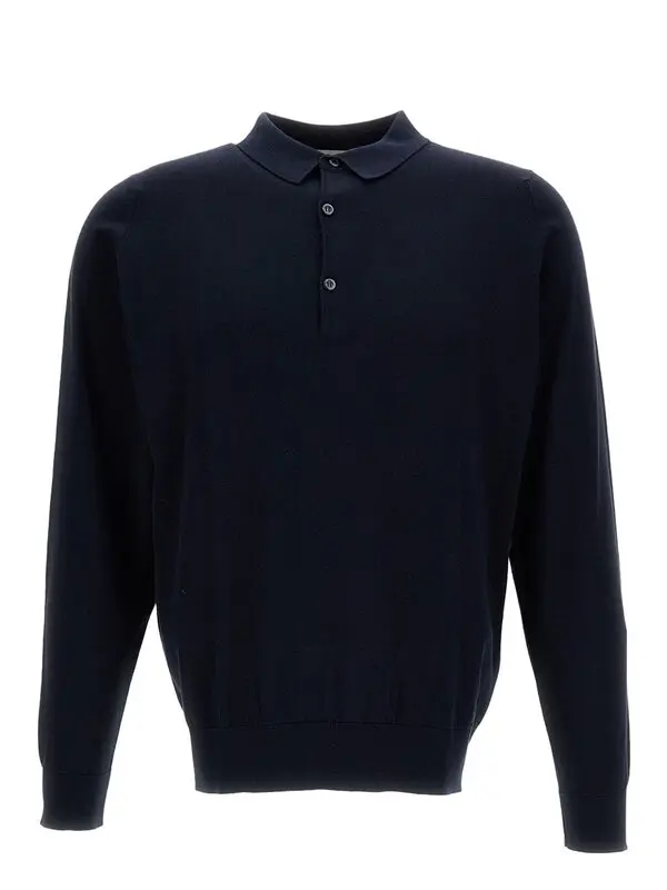 John Smedley Polo A Maniche Lunghe - Blu