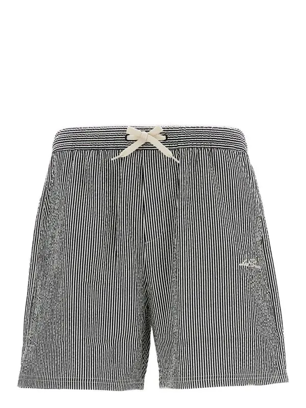 LES DEUX Striped Swim Shorts - Black