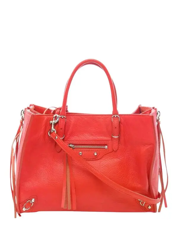Balenciaga 2010-2025 Veau Papier A6 Zip Around Satchel - Red