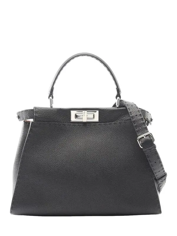 Fendi 2010-2025 Leather Selleria Peekaboo Iconic Satchel - Black