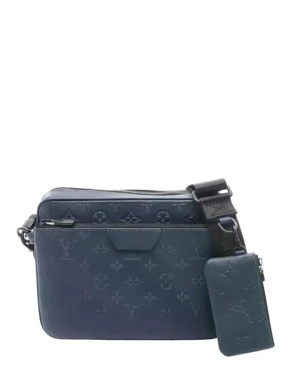 LOUIS VUITTON 2021-2025 Monogram Shadow Trio Messenger Crossbody Bag - Blue
