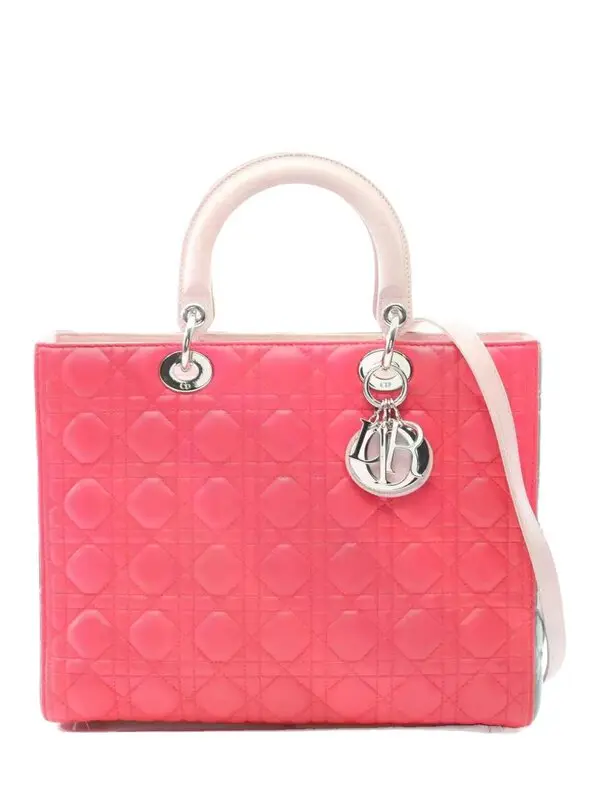 Dior 2010-2025 Large Bicolor Lambskin Cannage Lady Satchel - Pink