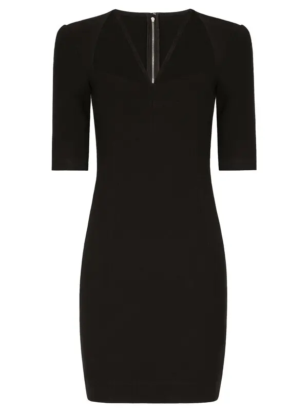 Dolce & Gabbana Short Jersey Dress With 3/4 Sleeves - Black