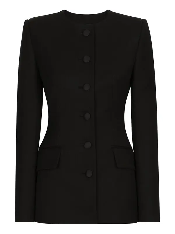 Dolce & Gabbana Single-breasted Wool Crepe Jacket - Black