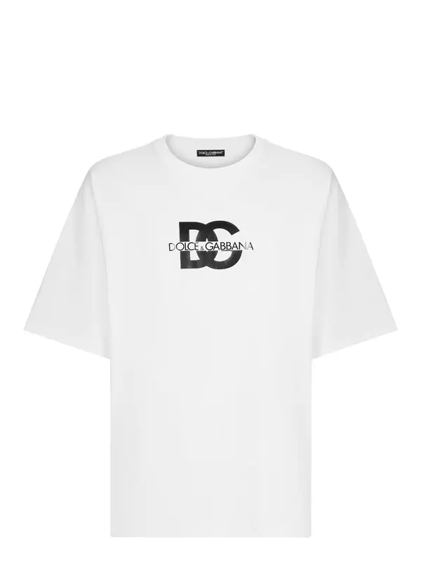 Dolce & Gabbana Short-sleeved T-shirt With Dg Logo Print - White