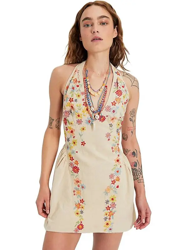 Free People Island Letter Mini Dress - Tea Combo