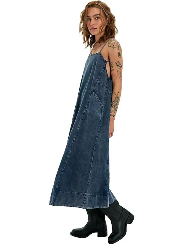 Free People Miko Denim Midi Dress - Vintage Rinse