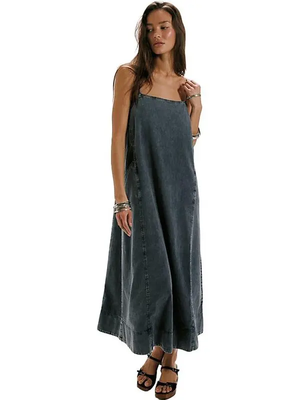Free People Miko Denim Midi Dress - Vintage Rinse