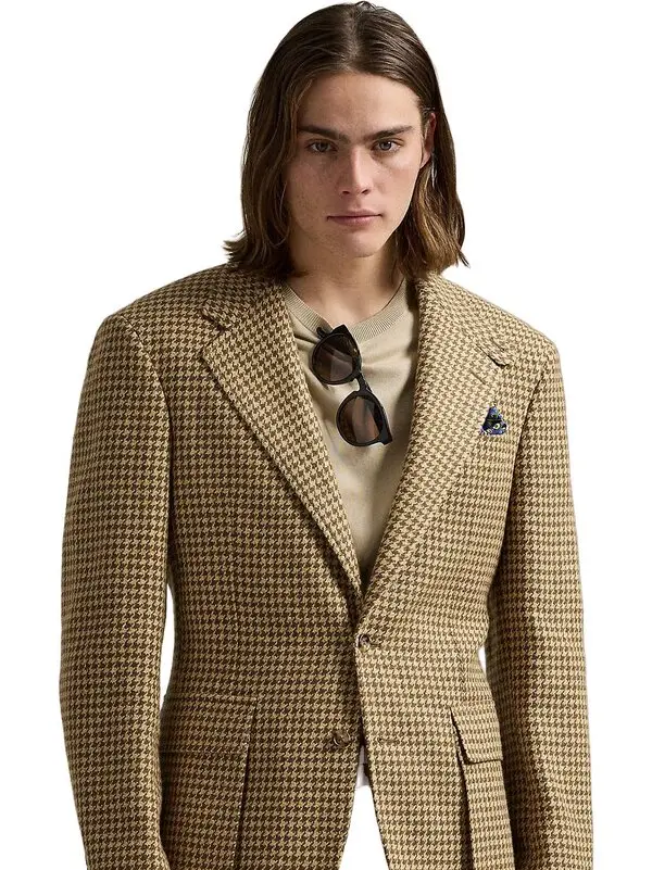 Ralph Lauren Rl67 Houndstooth Tweed Jacket - Tan/soft Brown