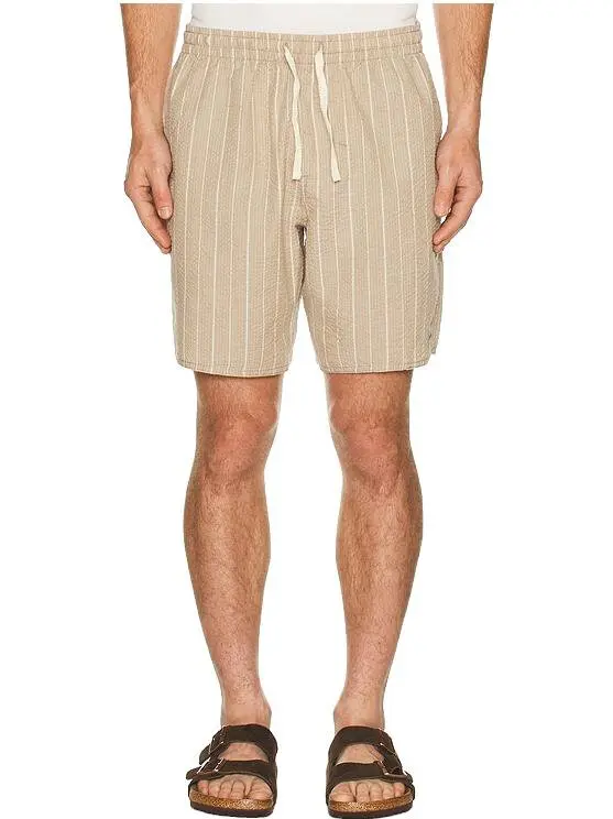 RHYTHM Seersucker Stripe Jam Shorts - Brown