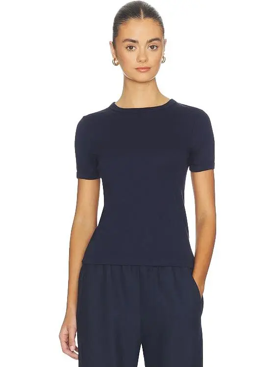 Enza Costa Cotton Short Sleeve Tee - Navy