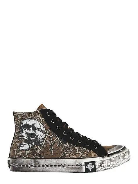 AFFLICTION Collapse" High Top Canvas Sneakers - Brown