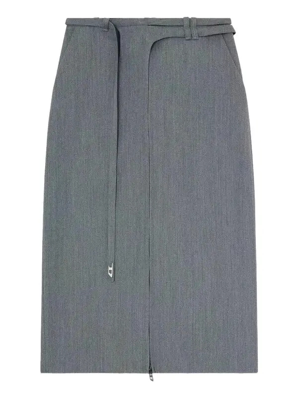 DIESEL® Front-zip Midi Skirt - Grey