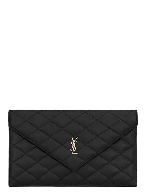 Saint Laurent Paris Pouch In Lambskin - Black