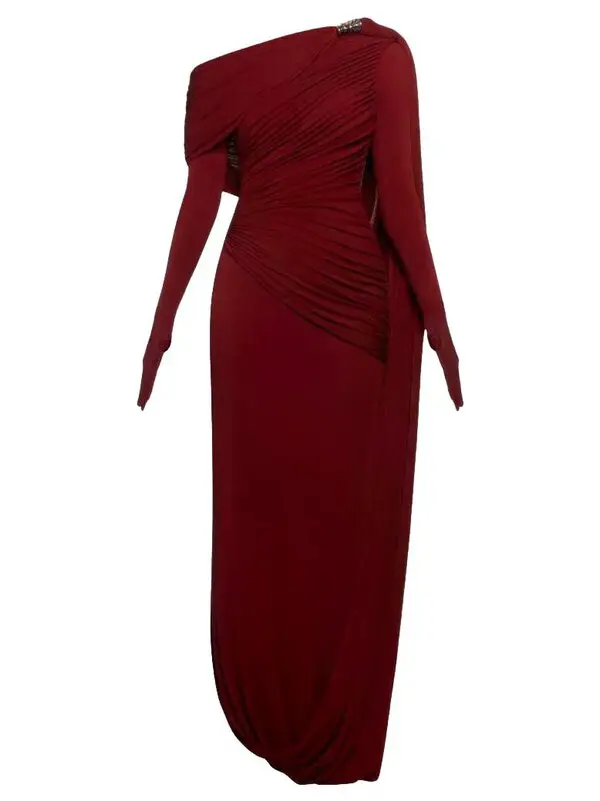 CHATS BY C.DAM Draped Brooch Dress - Red
