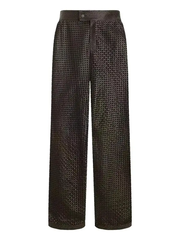 Dolce & Gabbana Woven Nappa Leather Trousers - Brown