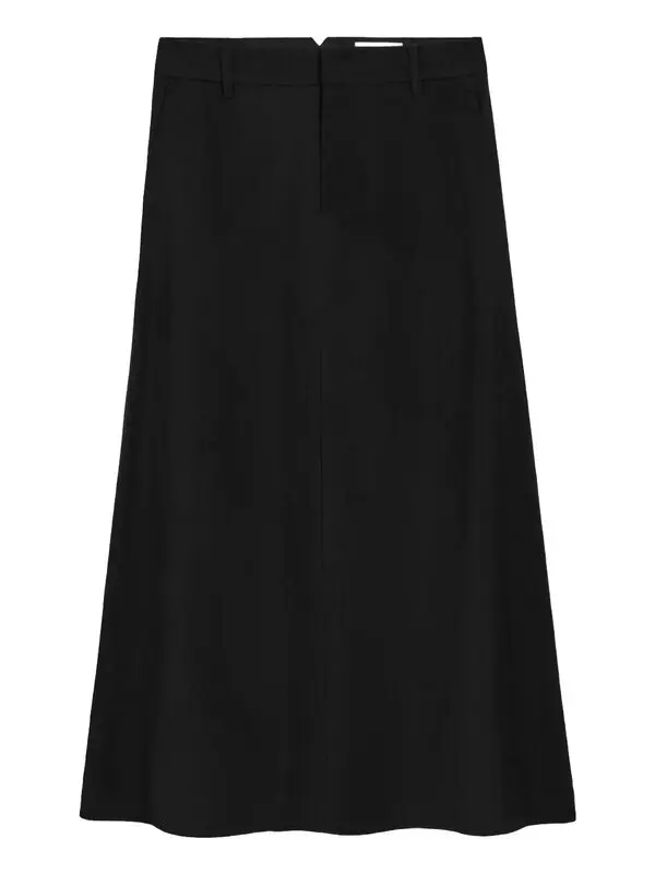 AMI Paris Blended Linen Trapeze Skirt - Black