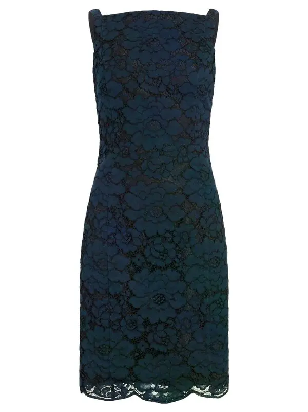 PATOU Floral Lace Mini Dress - Blue