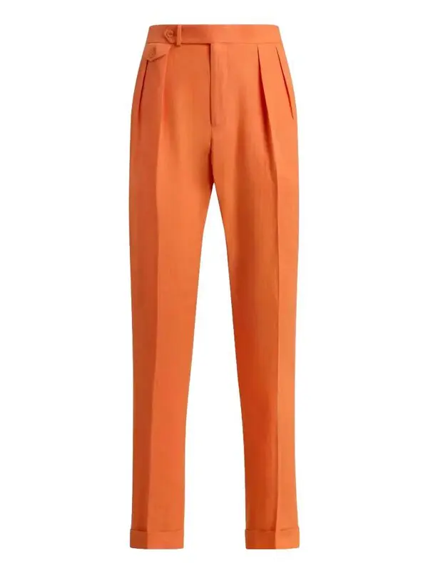 Polo Ralph Lauren Pleated Linen Trousers - Orange