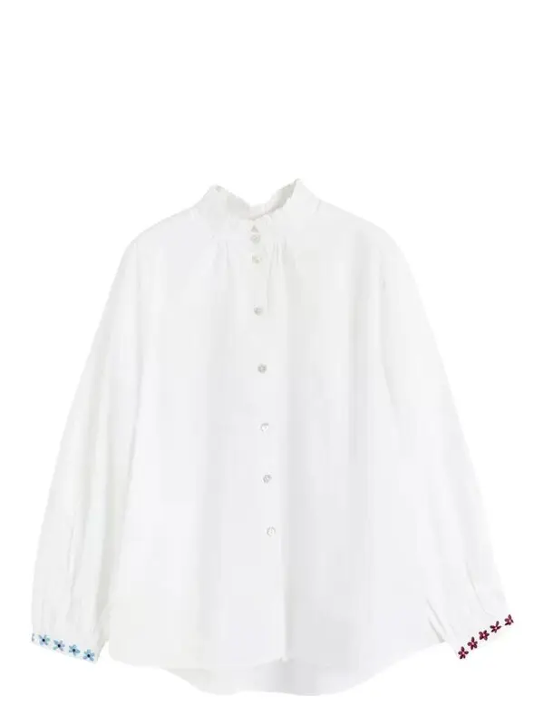 Chinti & Parker Flower-embroidered Shirt - White
