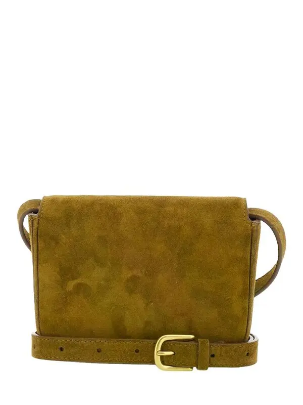 Soeur Mini Bell Suede Buckle Crossbody Bag - Brown