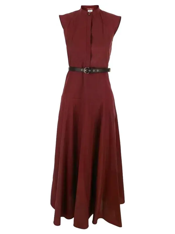 Max Mara A-line Belted Maxi Dress - Red