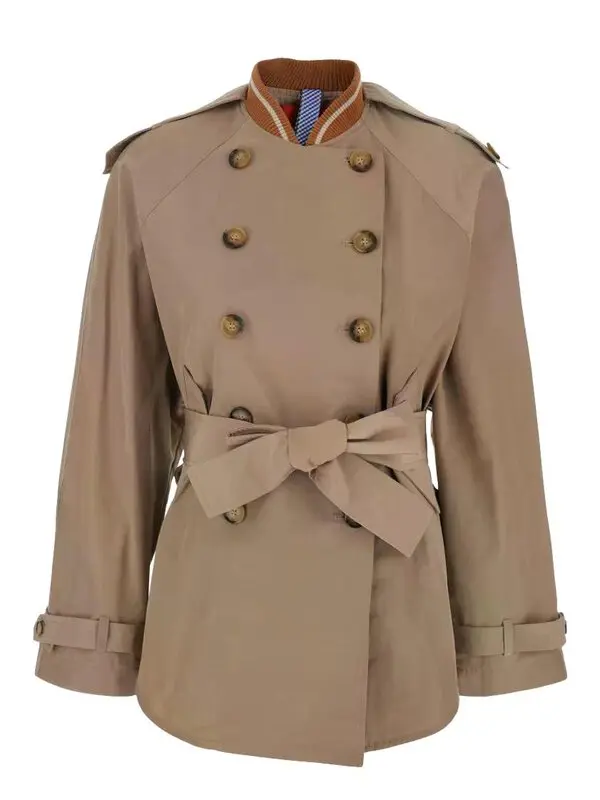 MERCI Buttoned Belted Coat - Neutrals