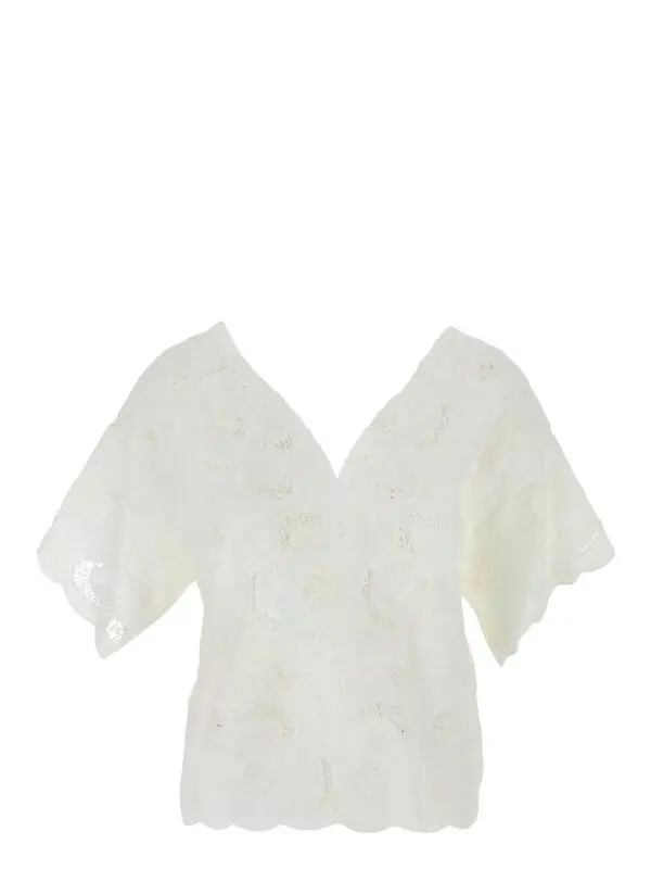 MERCI Floral V-neck Blouse - White