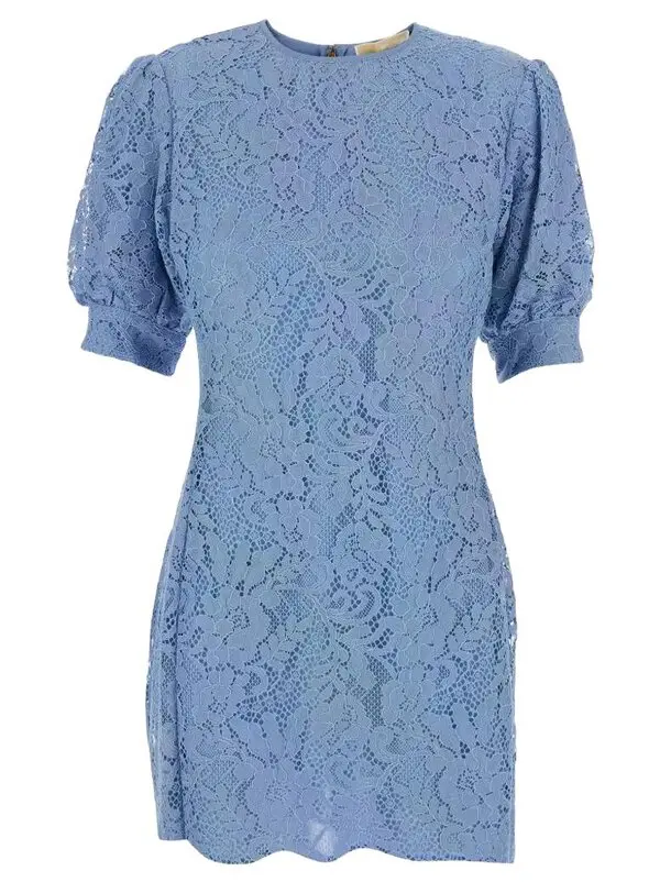 Michael Kors Puff-sleeve Lace Dress - Blue