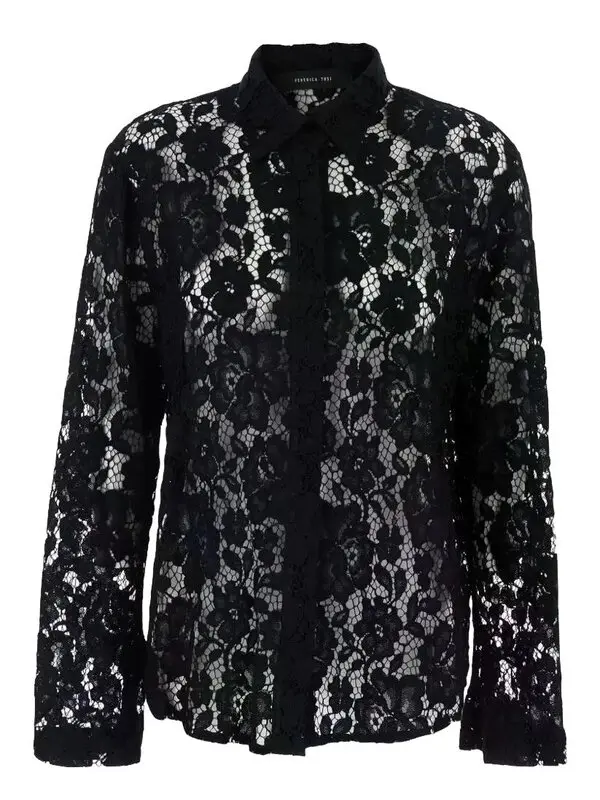 Federica Tosi Floral Lace Shirt - Black