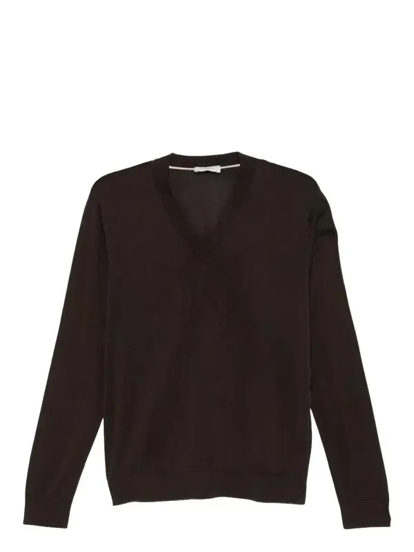 PAOLO PECORA V-neck Long-sleeve Sweater - Brown