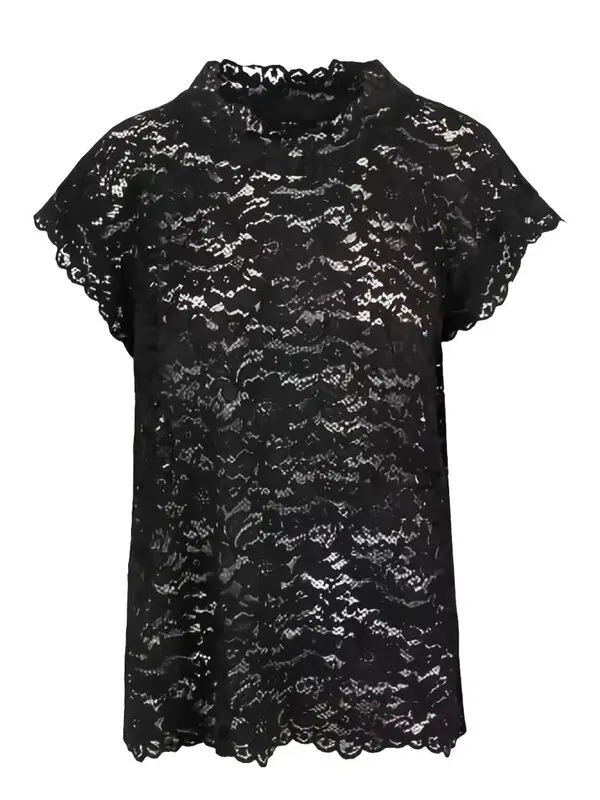 GIANLUCA CAPANNOLO Lace Scalloped Top - Black