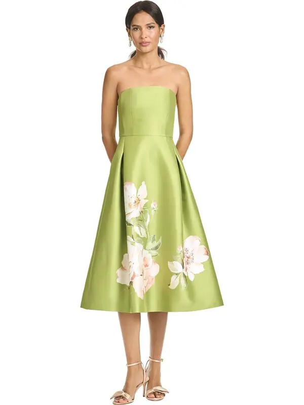 Sachin & Babi Shay Strapless Tea-length Dress - Peridot Corsage