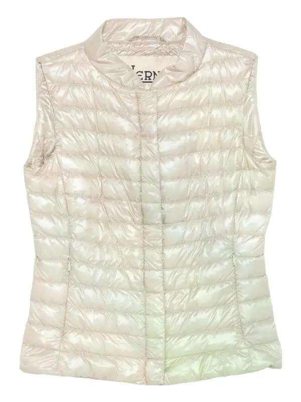 Herno Vera Collarless Quilted Gillet - Neutrals
