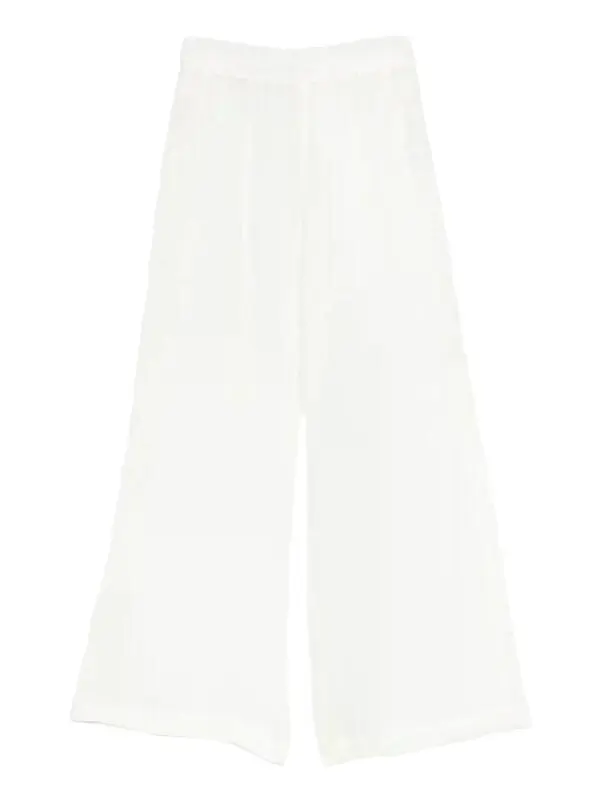 MAURIZIO BRASCHI Lace-trim Wide Leg Trousers - White