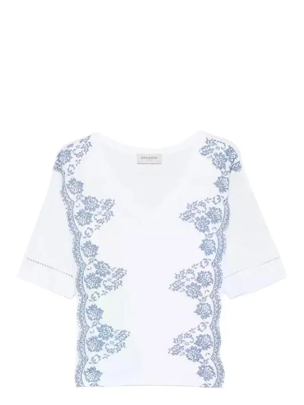 ERMANNO FIRENZE Floral-print T-shirt - White
