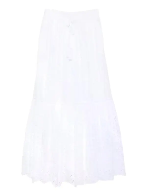 ERMANNO FIRENZE Eyelet Drawstring Skirt - White