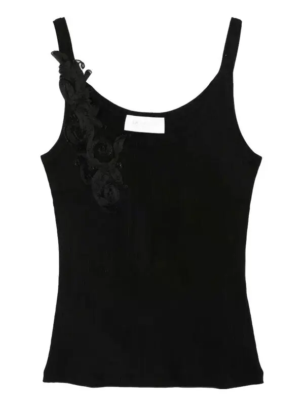 ERMANNO FIRENZE Floral Applique Top - Black