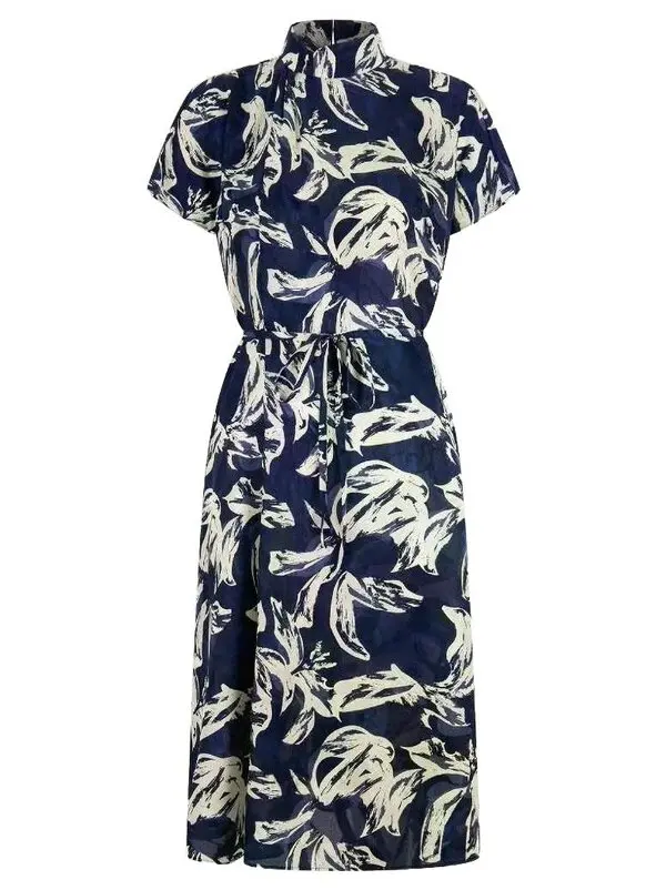 Shanghai Tang Floral-pattern Midi Dress - Blue