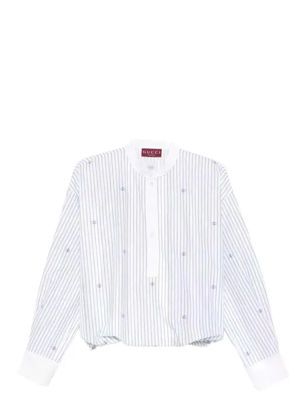 Gucci Striped Embroidery Blouse - White