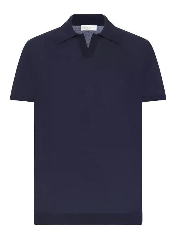 ROBERTO COLLINA V-neck Cotton T-shirt - Blue