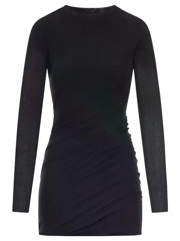 JIL SANDER Long-sleeve Gathered Mini Dress - Black