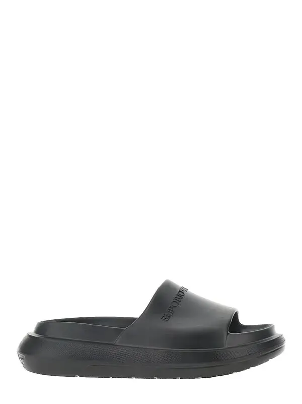 Emporio Armani Logo-detail Platform Sandals - Black