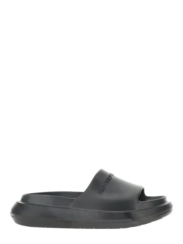 Emporio Armani Logo-detail Platform Sandals - Black