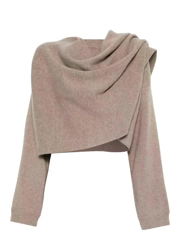 Magda Butrym Draped Wool Poncho - Neutrals