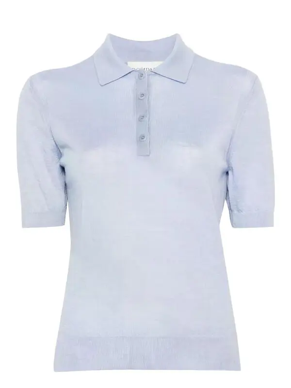 Eric Bompard Buttoned Short-sleeve Polo Top - Blue