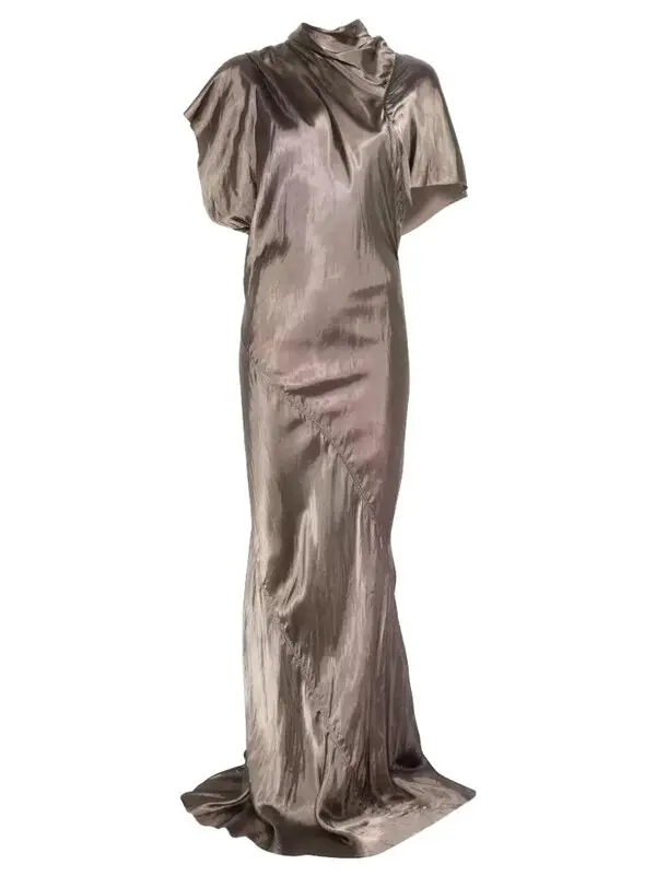 Rick Owens Short-sleeve Draped Maxi Dress - Brown