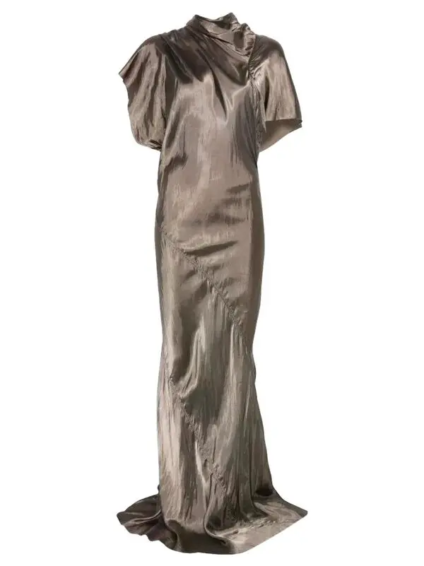 Rick Owens Short-sleeve Draped Maxi Dress - Brown